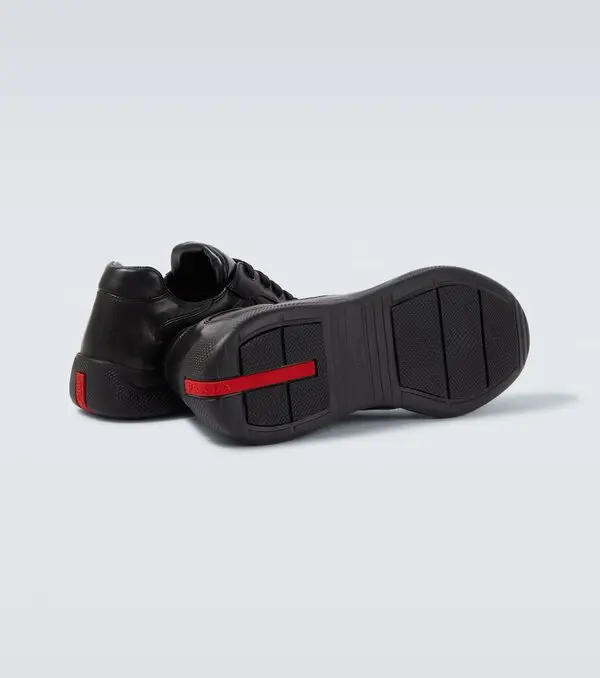 Prada America's Cup Leather Sneakers - Black