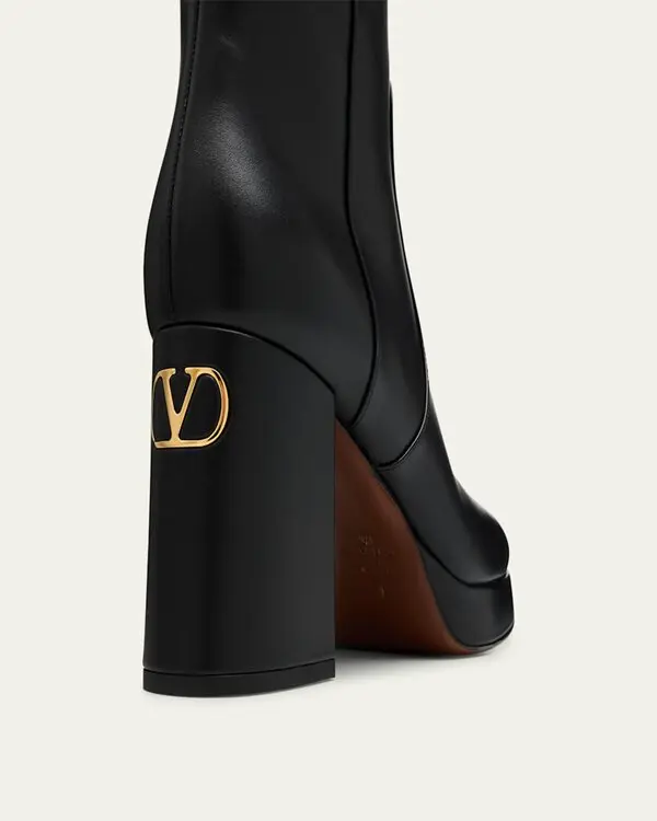 Valentino Garavani 90mm Fawcette Platform Leather Knee-high Boots