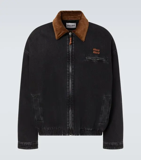 Miu Miu Corduroy-trimmed Denim Blouson Jacket