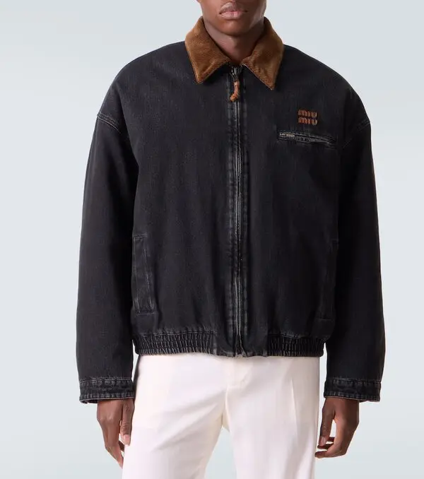 Miu Miu Corduroy-trimmed Denim Blouson Jacket