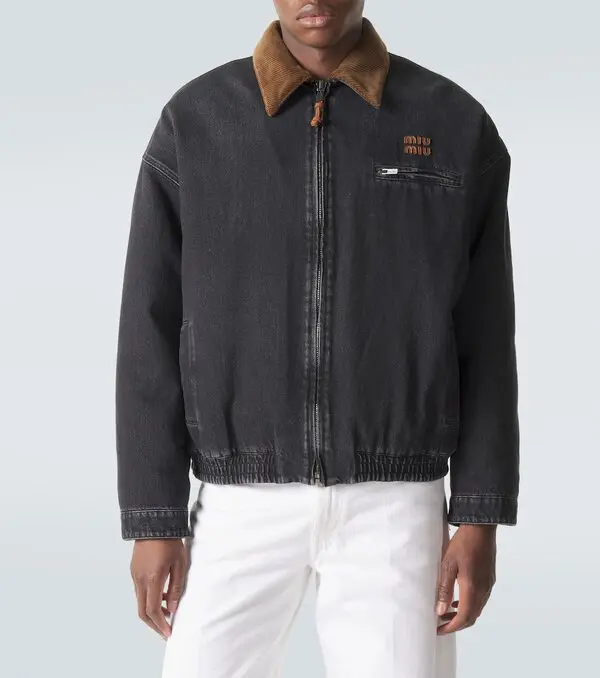 Miu Miu Corduroy-trimmed Denim Blouson Jacket