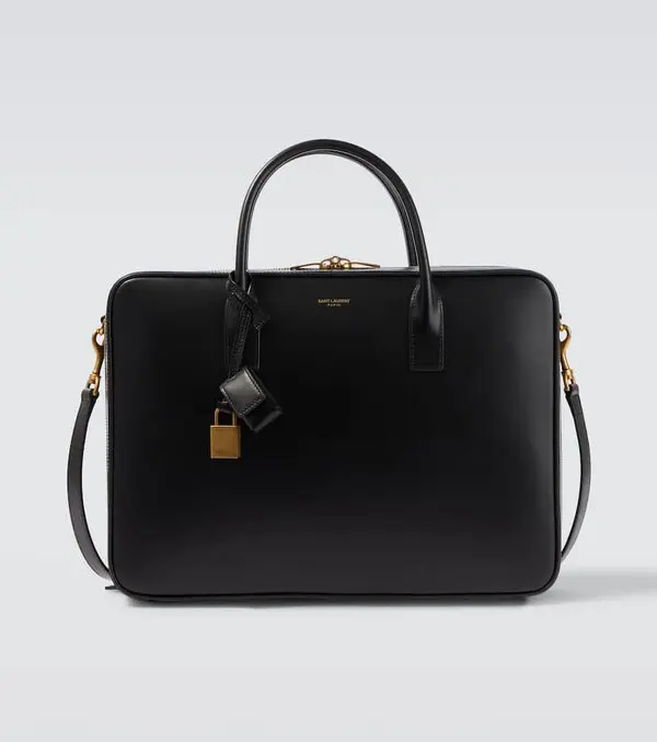 Saint Laurent Leather Briefcase - Black
