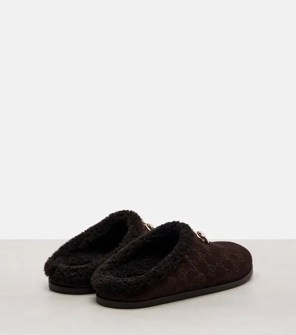 Gucci Gg Horsebit Suede Slippers