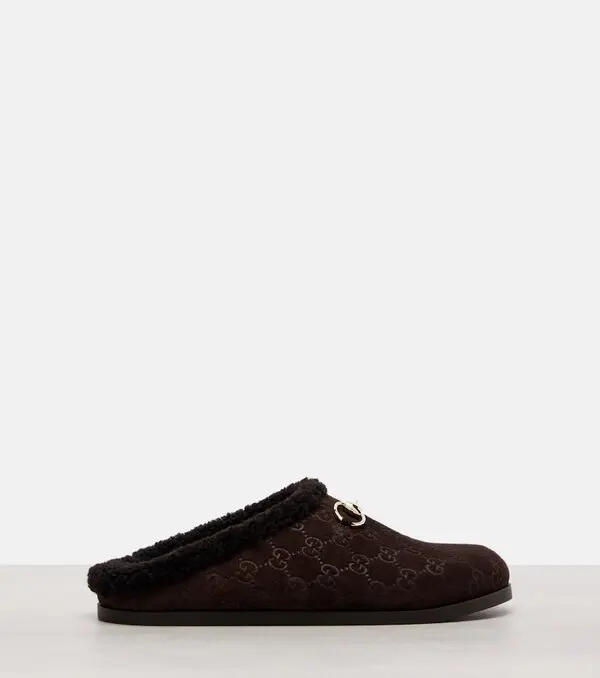 Gucci Gg Horsebit Suede Slippers