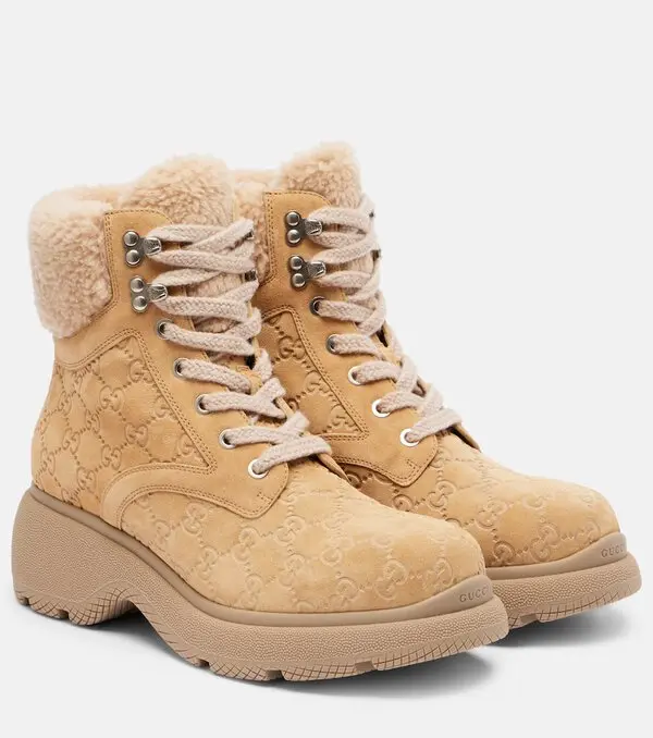 Gucci Yaga Gg Suede Combat Boots