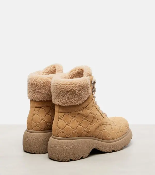 Gucci Yaga Gg Suede Combat Boots