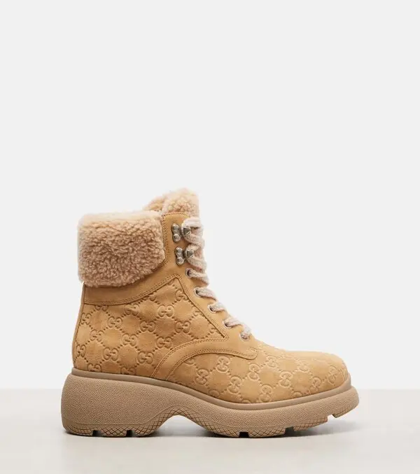 Gucci Yaga Gg Suede Combat Boots