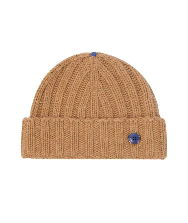 GOD'S TRUE CASHMERE Beanie With Lapis Lazuli Detailing - Beige