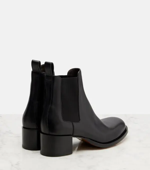 THE ROW Nobilis Chelsea Leather Ankle Boots - Black
