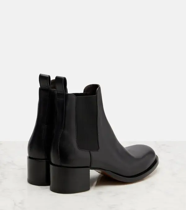 THE ROW Nobilis Chelsea Leather Ankle Boots - Black