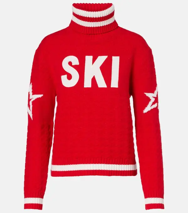 Perfect Moment Glacier Wool Turtleneck Sweater - Red