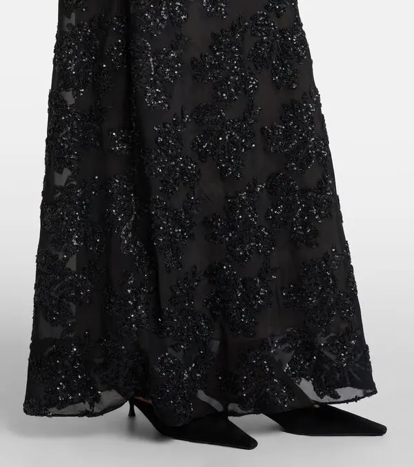 RODARTE Floral-appliqué Sequined Gown