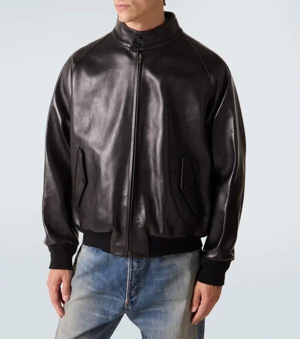 A.PRESSE Leather Bomber Jacket