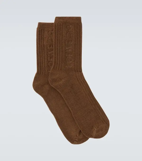 Loewe Cotton-blend Crew Socks - Brown