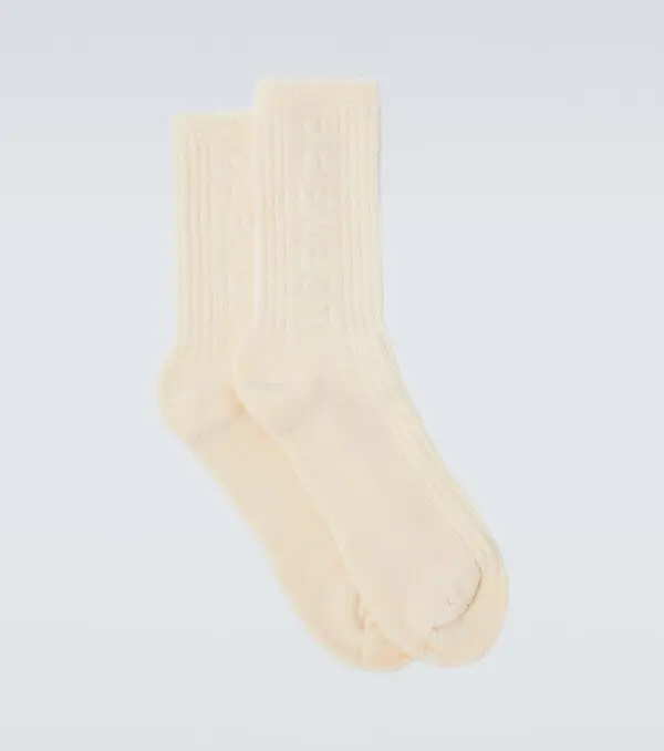 Loewe Cotton-blend Crew Socks - White