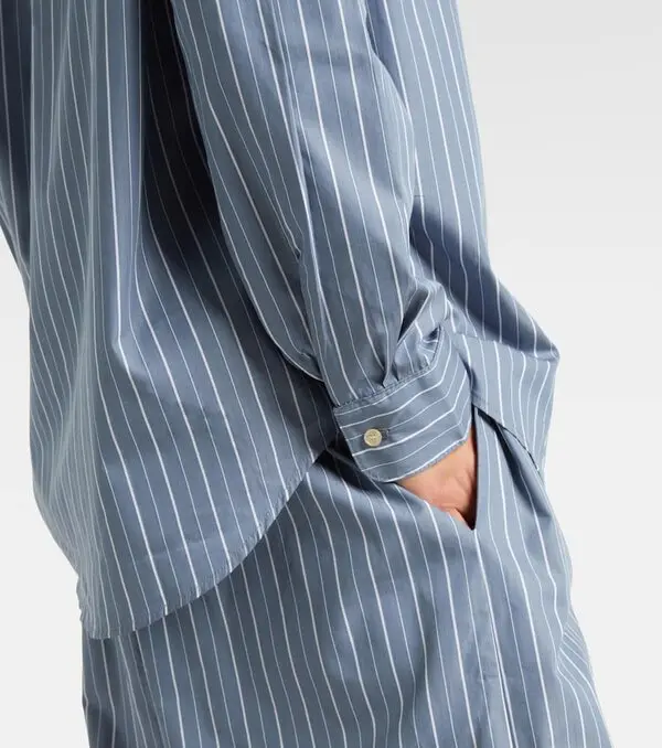 LESET Yoshi Striped Cotton-blend Twill Shirt - Blue