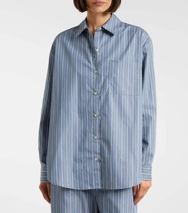 LESET Yoshi Striped Cotton-blend Twill Shirt - Blue