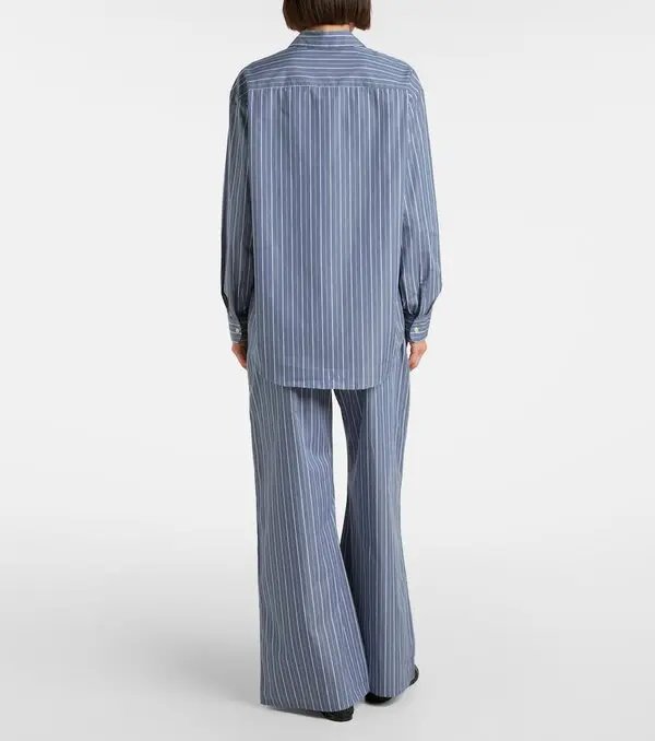 LESET Yoshi Striped Cotton-blend Twill Shirt - Blue