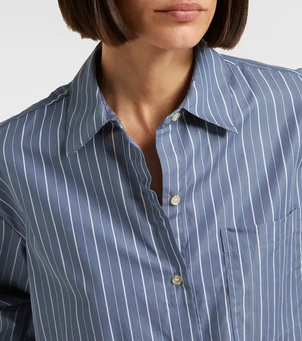 LESET Yoshi Striped Cotton-blend Twill Shirt - Blue