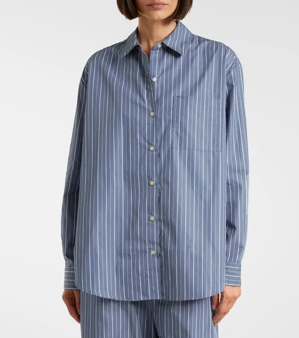 LESET Yoshi Striped Cotton-blend Twill Shirt - Blue
