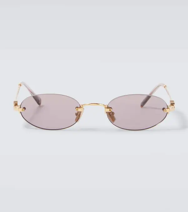 Miu Miu Logo Oval Sunglasses - Pink