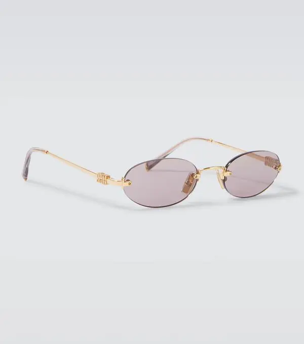 Miu Miu Logo Oval Sunglasses - Pink