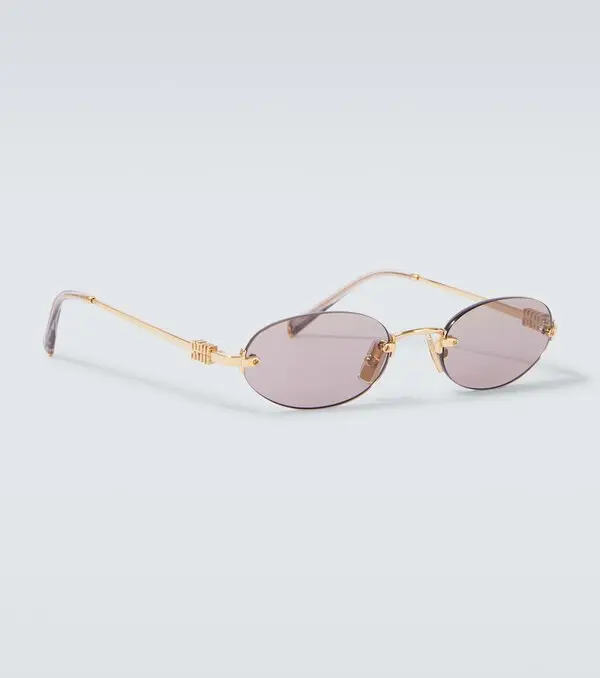 Miu Miu Logo Oval Sunglasses - Pink