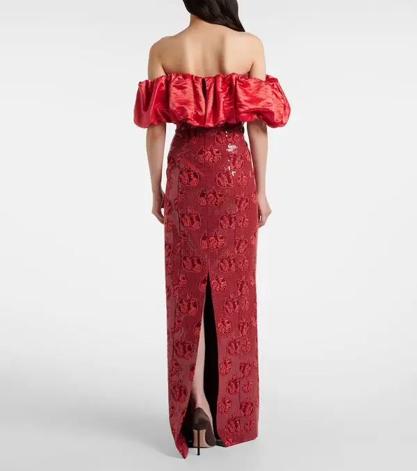 MARKARIAN Rowan Sequined Off-shoulder Gown