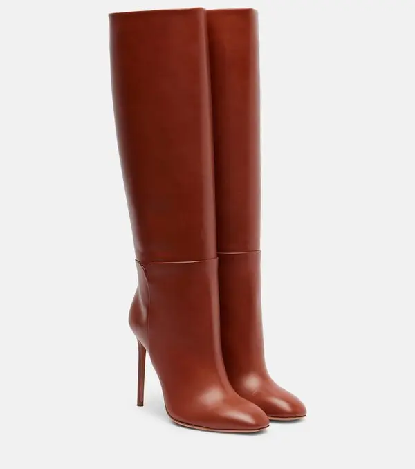 AQUAZZURA Sellier 105 Leather Knee-high Boots - Brown