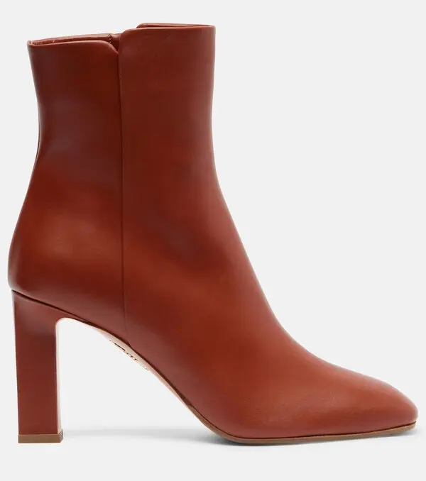 AQUAZZURA Sellier 85 Leather Ankle Boots - Brown