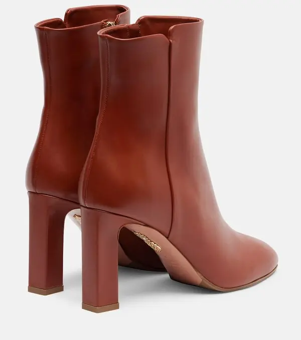 AQUAZZURA Sellier 85 Leather Ankle Boots - Brown