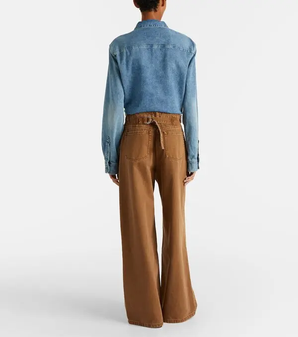AMI Paris Cotton Twill Wide-leg Trousers