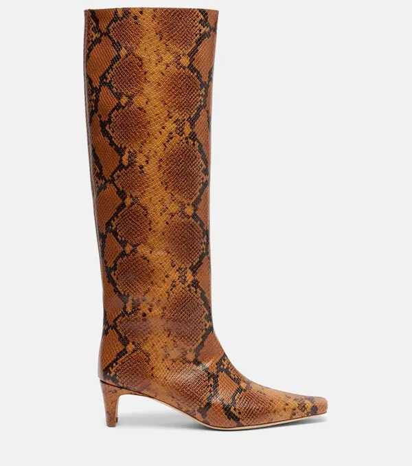 Staud Wally Snake-effect Leather Knee-high Boots