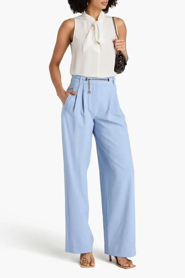 Zimmermann Belted Pleated Wide-leg Crepe Pants