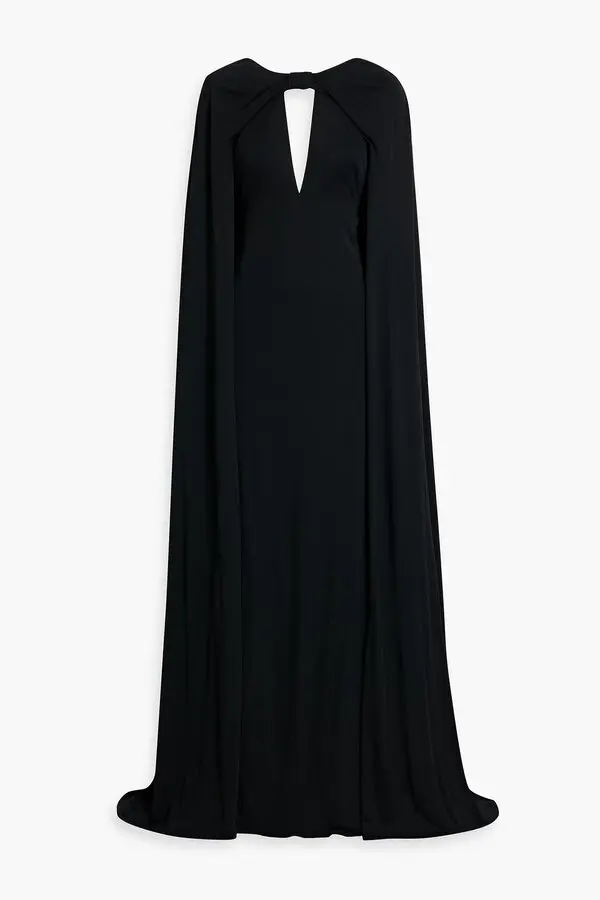 Monique Lhuillier Cape-effect Crepe Gown - Black