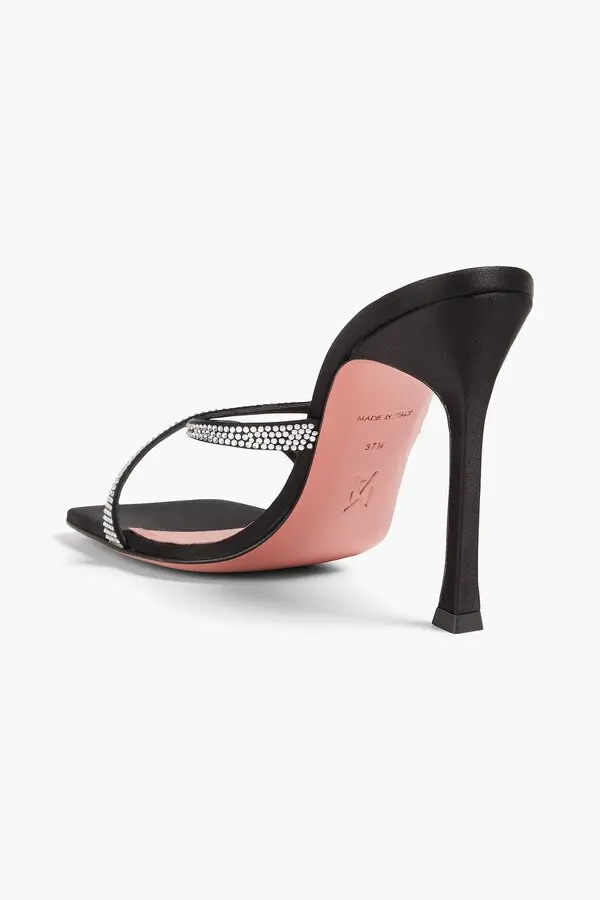 Amina Muaddi Adriana Crystal-embellished Satin Mules - Black