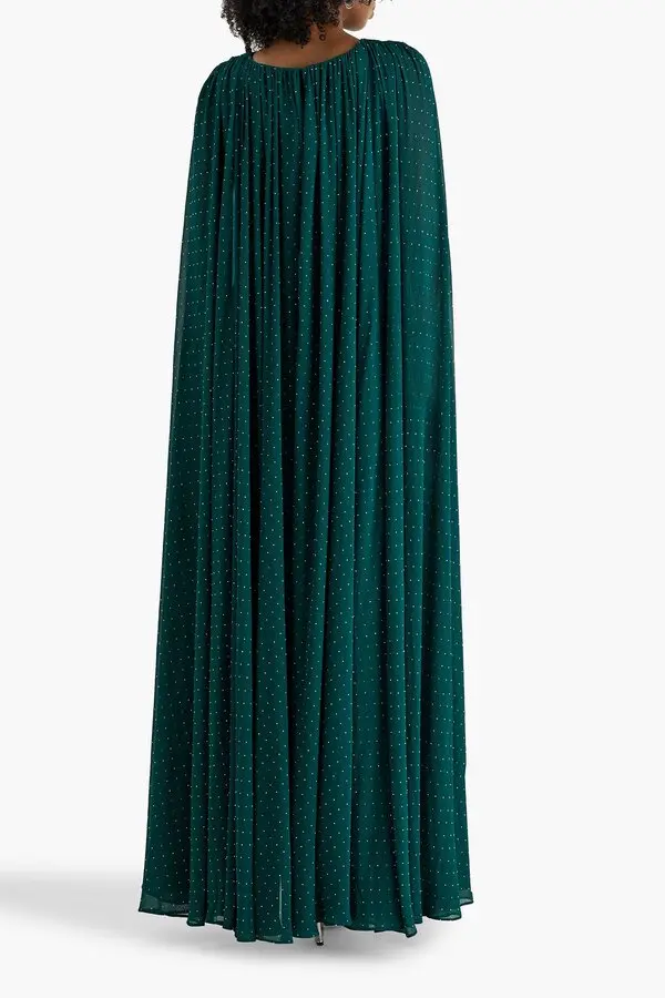 Badgley Mischka Cape-effect Embellished Georgette Gown