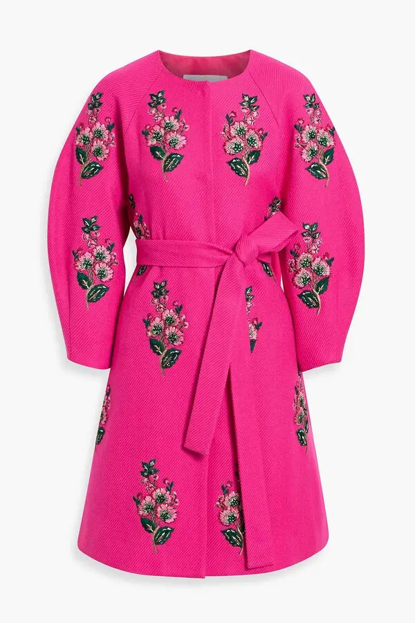 Carolina Herrera Embroidered Wool-gabardine Coat