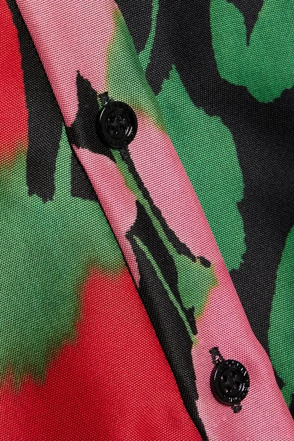 Carolina Herrera Belted Floral-print Silk Gazar Gown