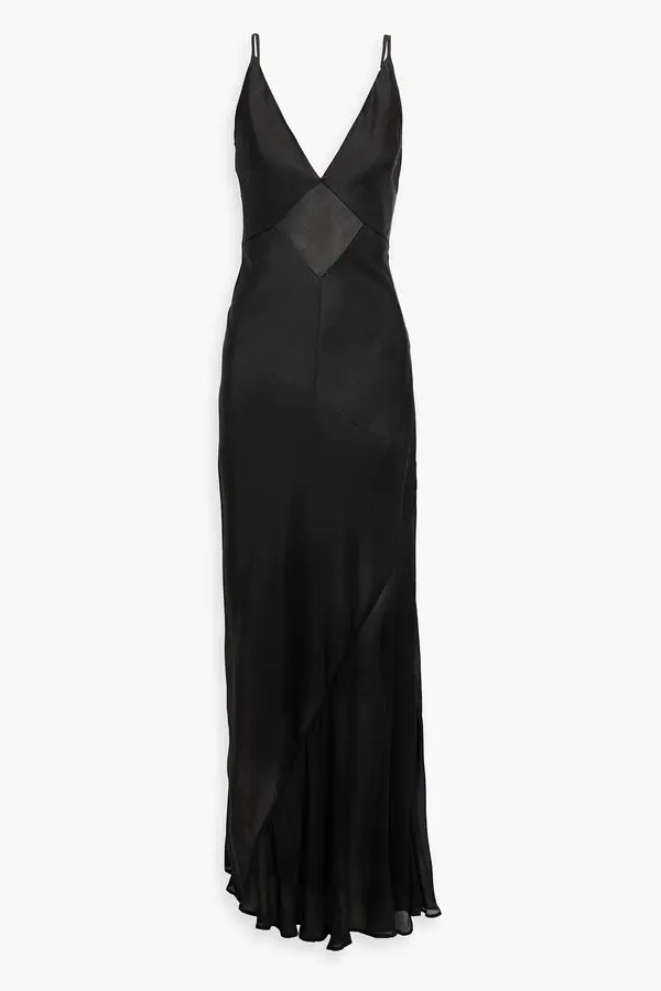 Rachel Gilbert Venus Chiffon-paneled Satin-crepe Gown