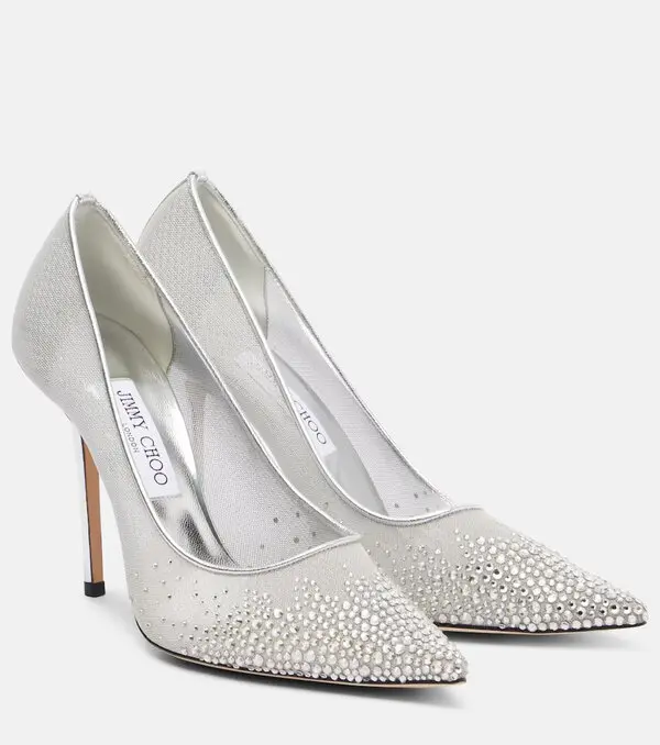 JIMMY CHOO Love 100 Crystal-embellished Pumps