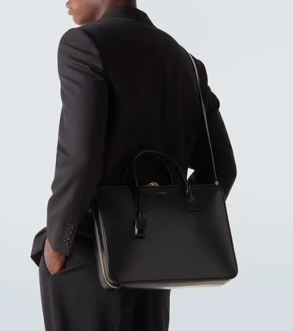 Saint Laurent Leather Briefcase - Black