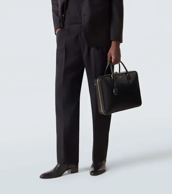 Saint Laurent Leather Briefcase - Black