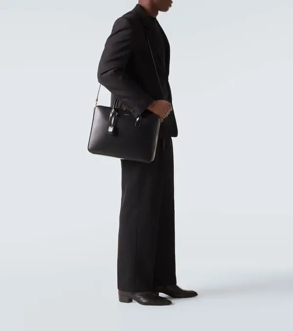 Saint Laurent Leather Briefcase - Black