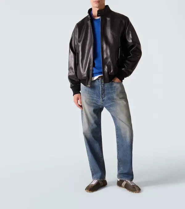 A.PRESSE Leather Bomber Jacket