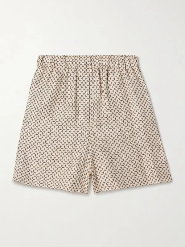 Loro Piana Angelo Printed Silk-twill Shorts - Neutrals