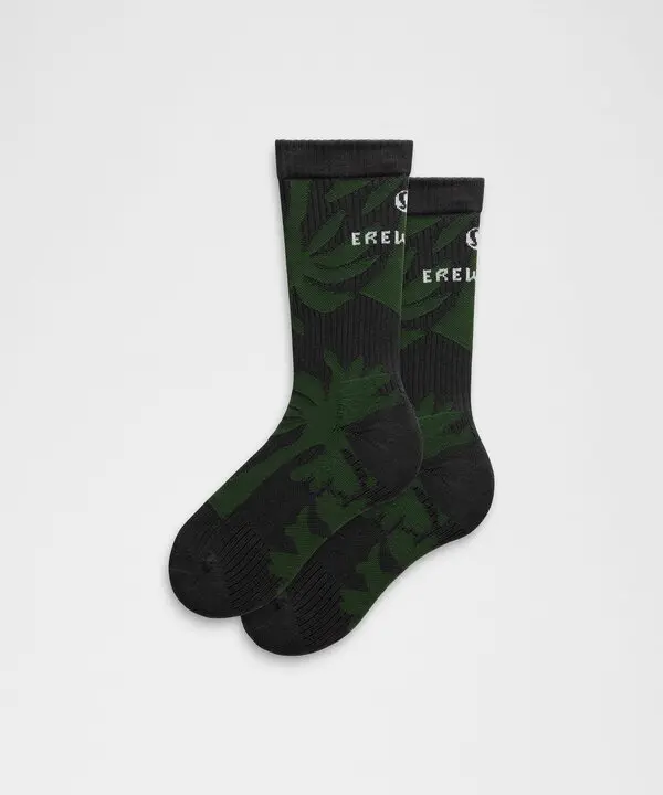 Lululemon Palm Jacquard Crew Socks - Black/shadow Green