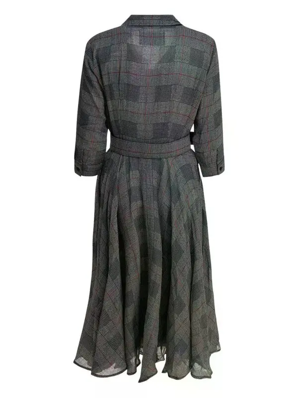 Samantha Sung Check Belted Midi Shirt Dress