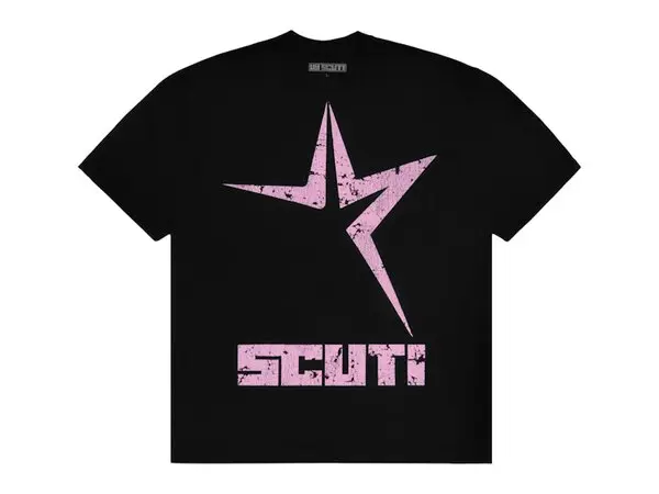 SP5DER X Uy Scuti Pink Star Tee Shirt - Black