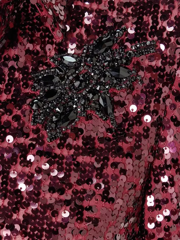 Erdem Crystal-embellished Sequined Shirt - Red